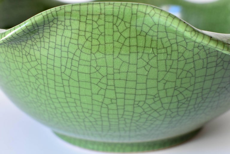Green Lotus Ceramic Sink or Planter, Crackle Pattern at 1stDibs