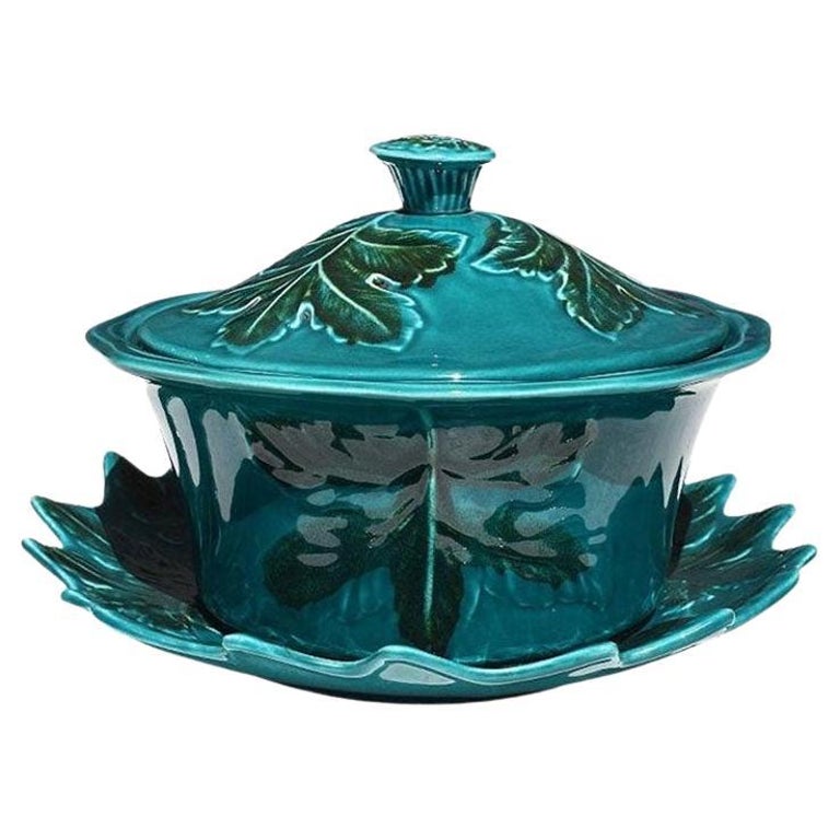 Green Majolica Ceramic Serving Tureen Set California Pottery, Mid 20th ...