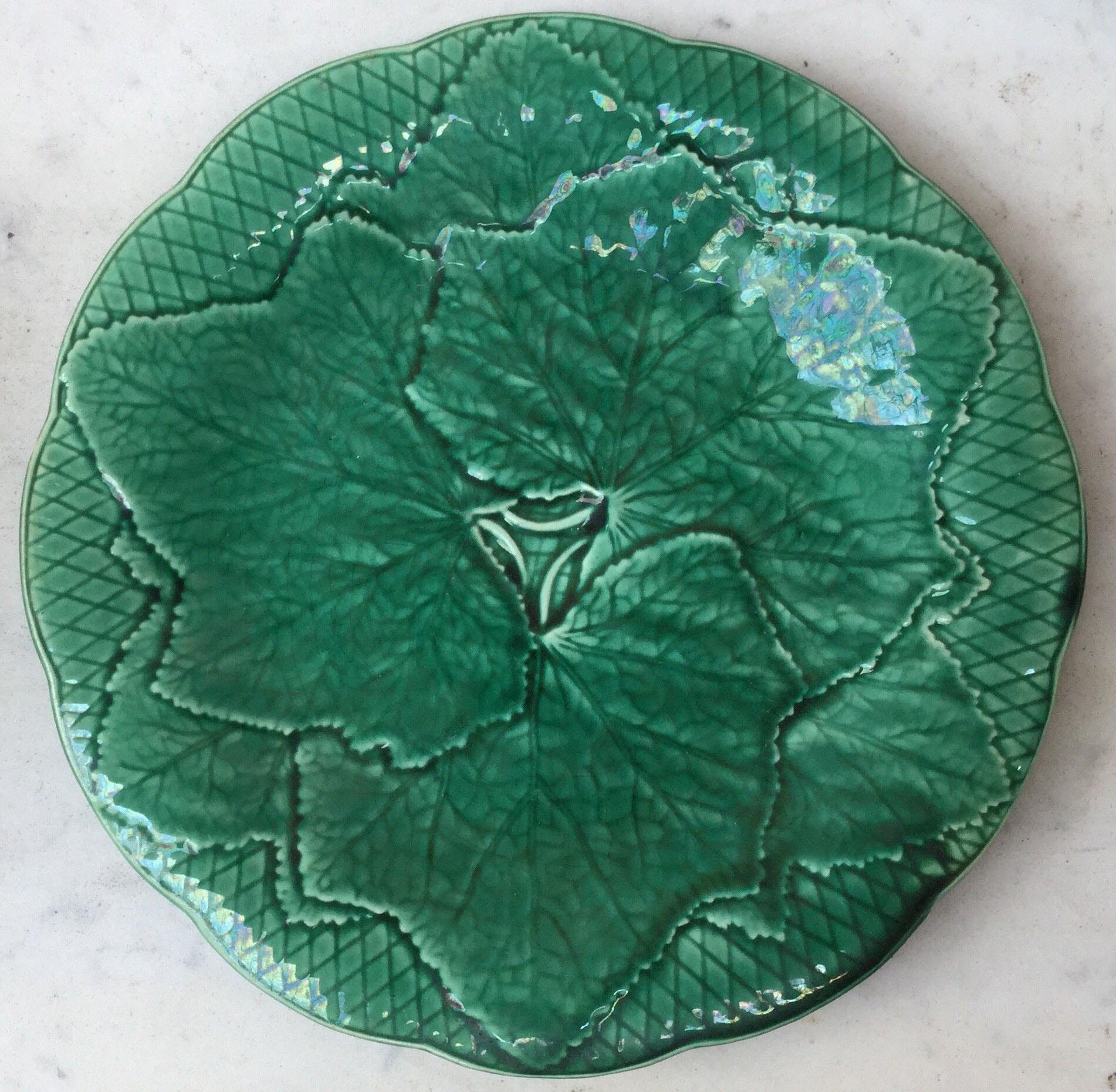 Green Majolica Leaves Plate Gien, circa 1950 at 1stDibs | green ...