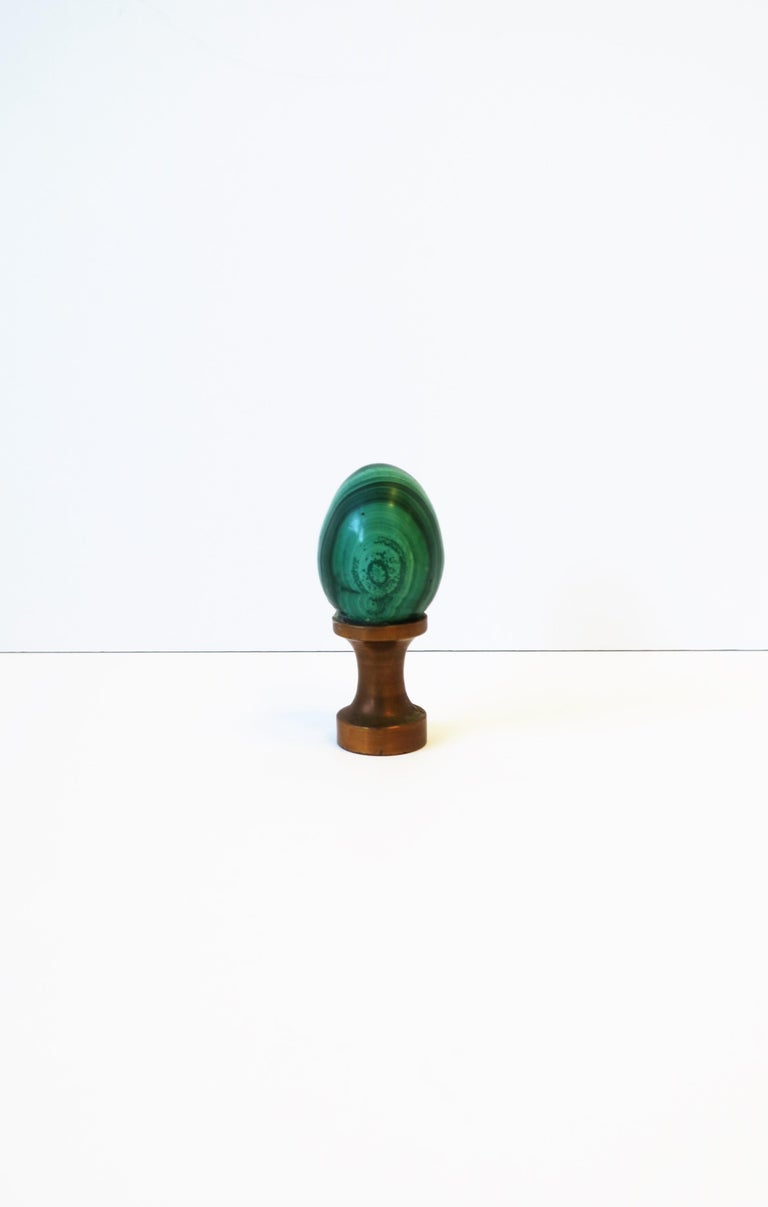 Green Malachite Egg on Copper Base Decorative Object For Sale at 1stDibs