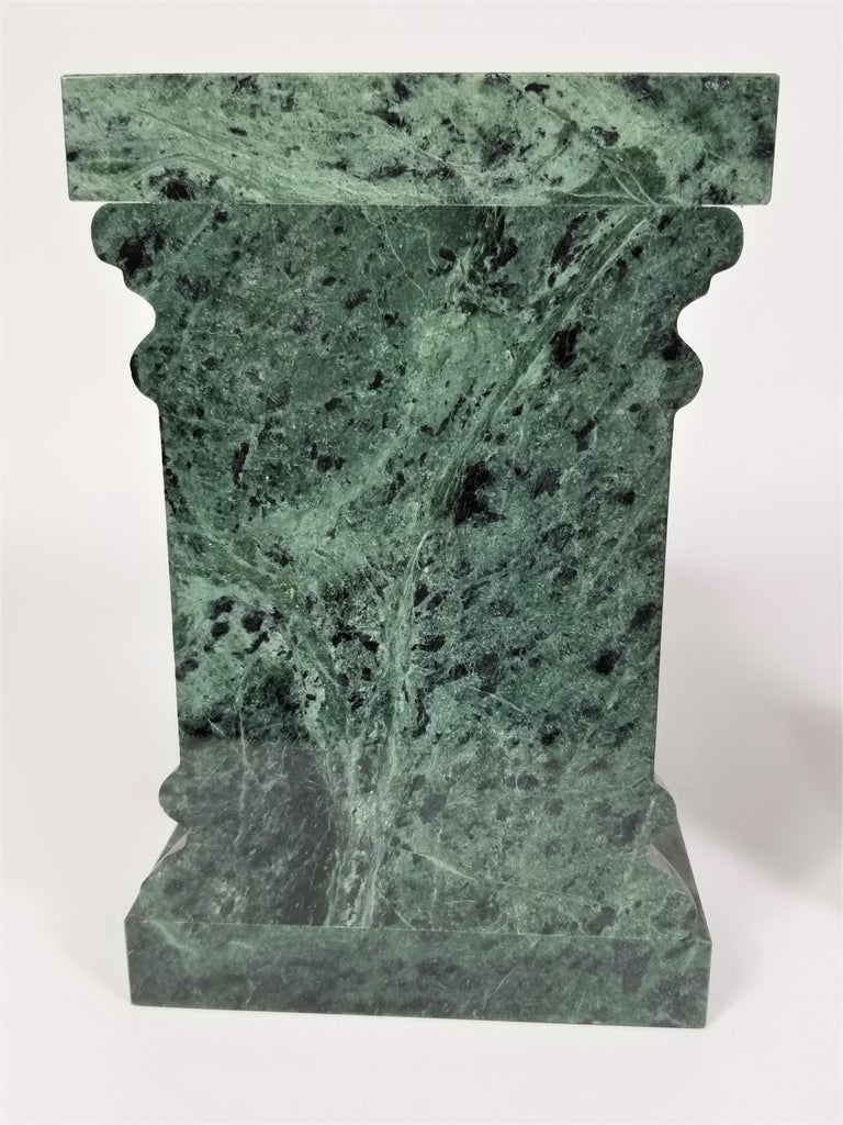 Green Marble Column Bookends Mid Century For Sale at 1stDibs