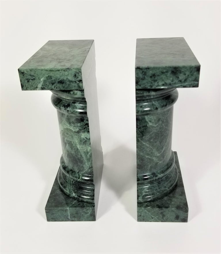 Green Marble Column Bookends Mid Century For Sale at 1stDibs