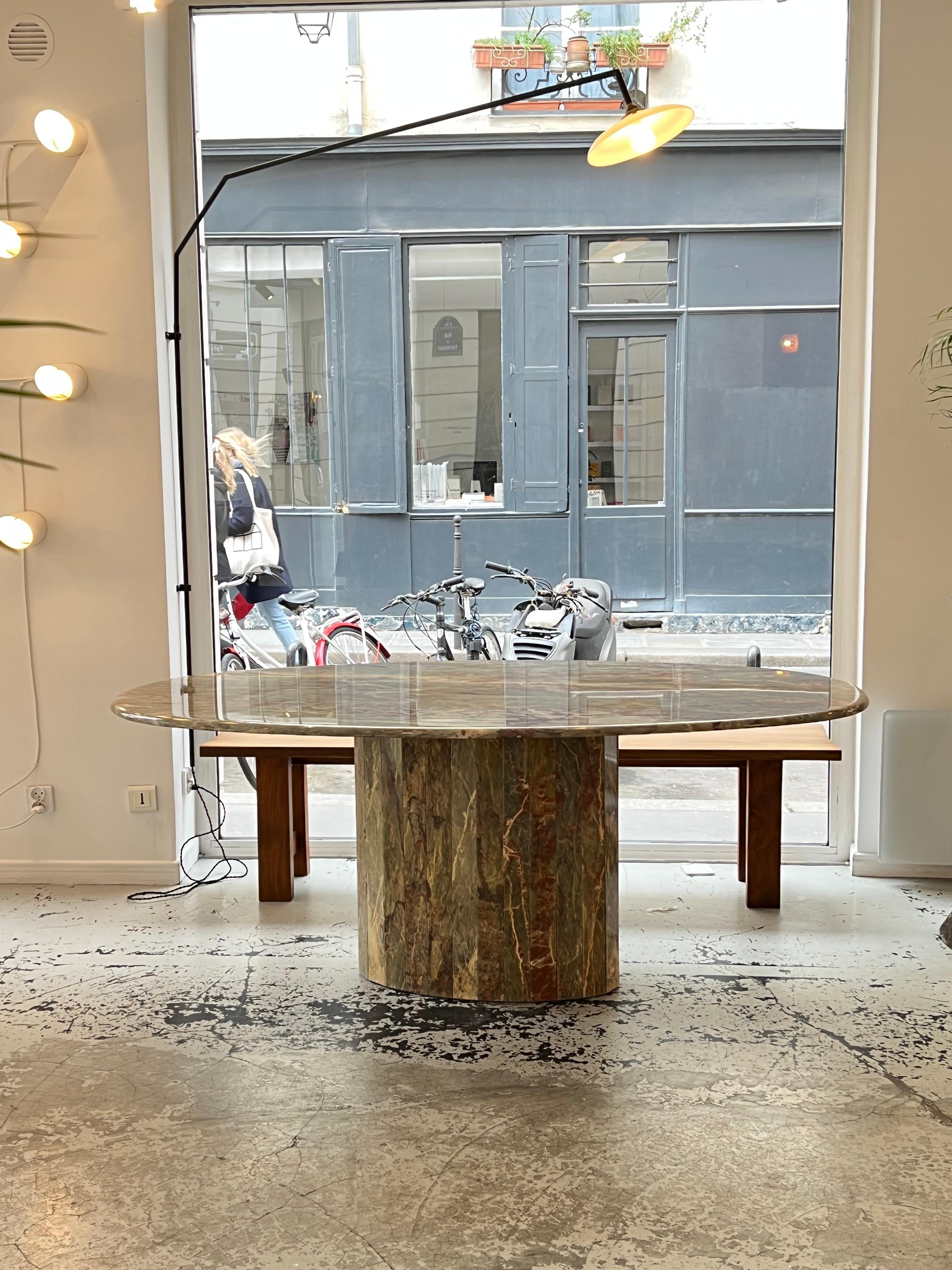 Green Marble Dining Table from Estours 80s For Sale at 1stDibs