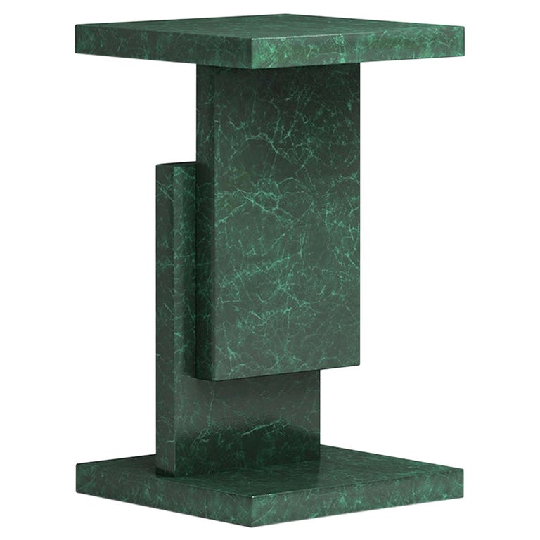 Green Marble Square Stack Side Table Geometric Customizable For Sale at ...