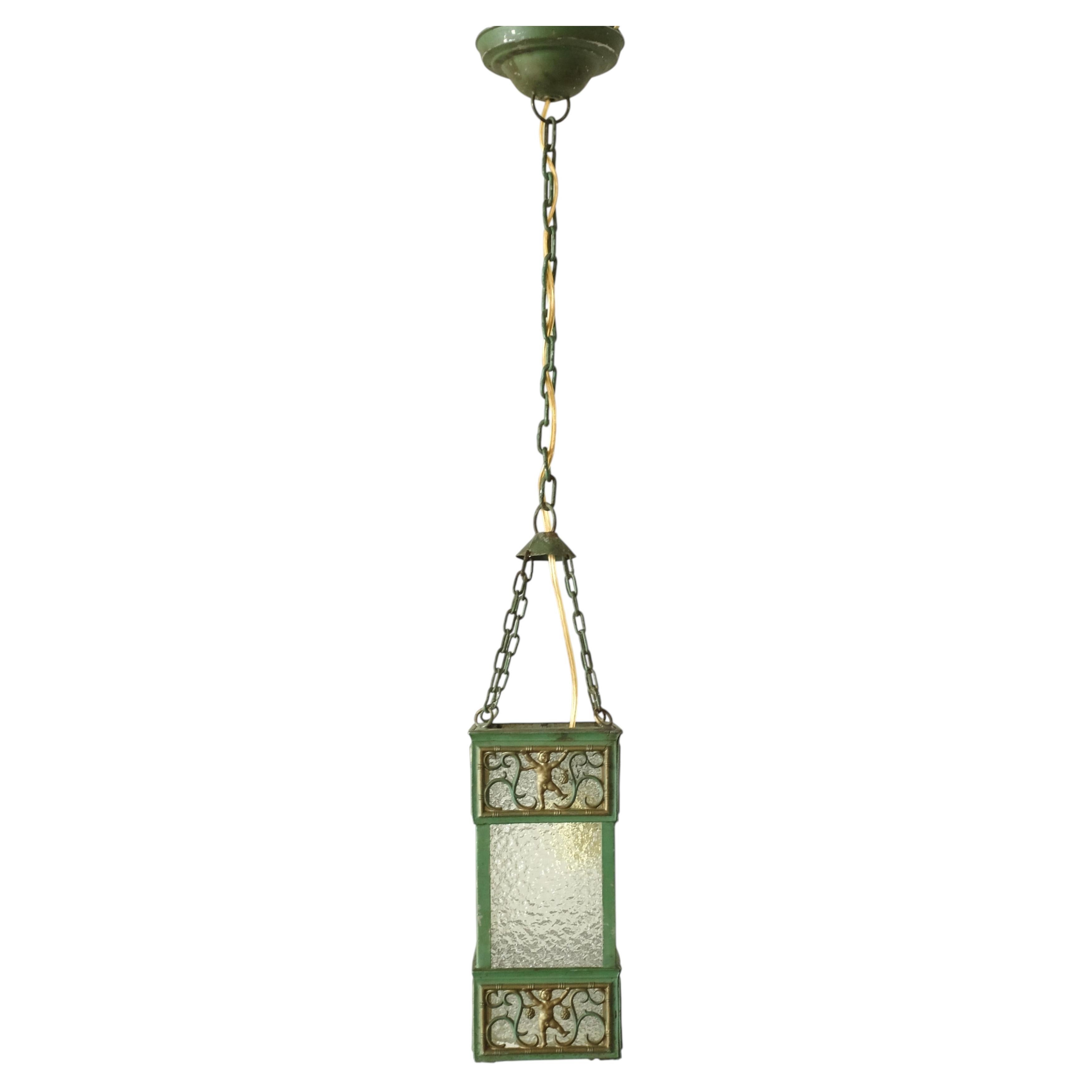 Swedish Grace Metal and Glass Pendant possibly by David Wretling For ...