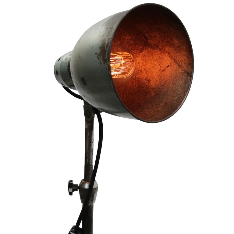 Green Metal Vintage Industrial Machinist Work Desk Floor Lamp at 1stDibs