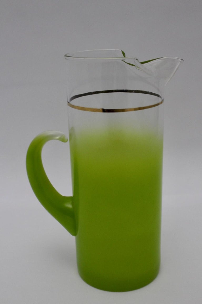 Green Vintage Mid-Century Modern Glass Pitcher, Italy, 1950s For Sale ...