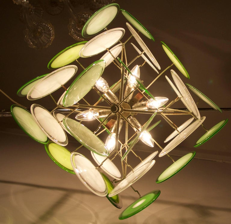 Green Murano Disc Chandelier Attributed to Vistosi, 1970s For Sale at ...