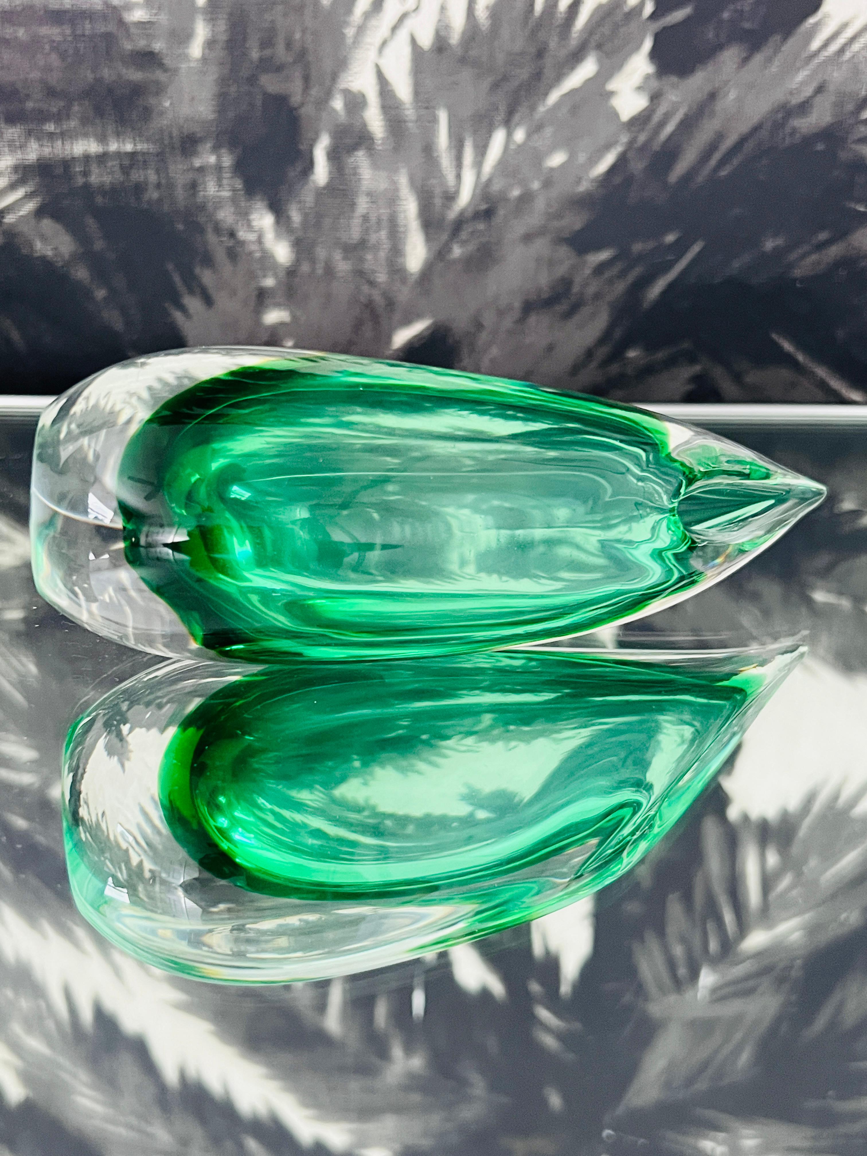 Green Murano Glass Bud Vase with Flame Tip Design by Luigi Onesto, 1970 ...