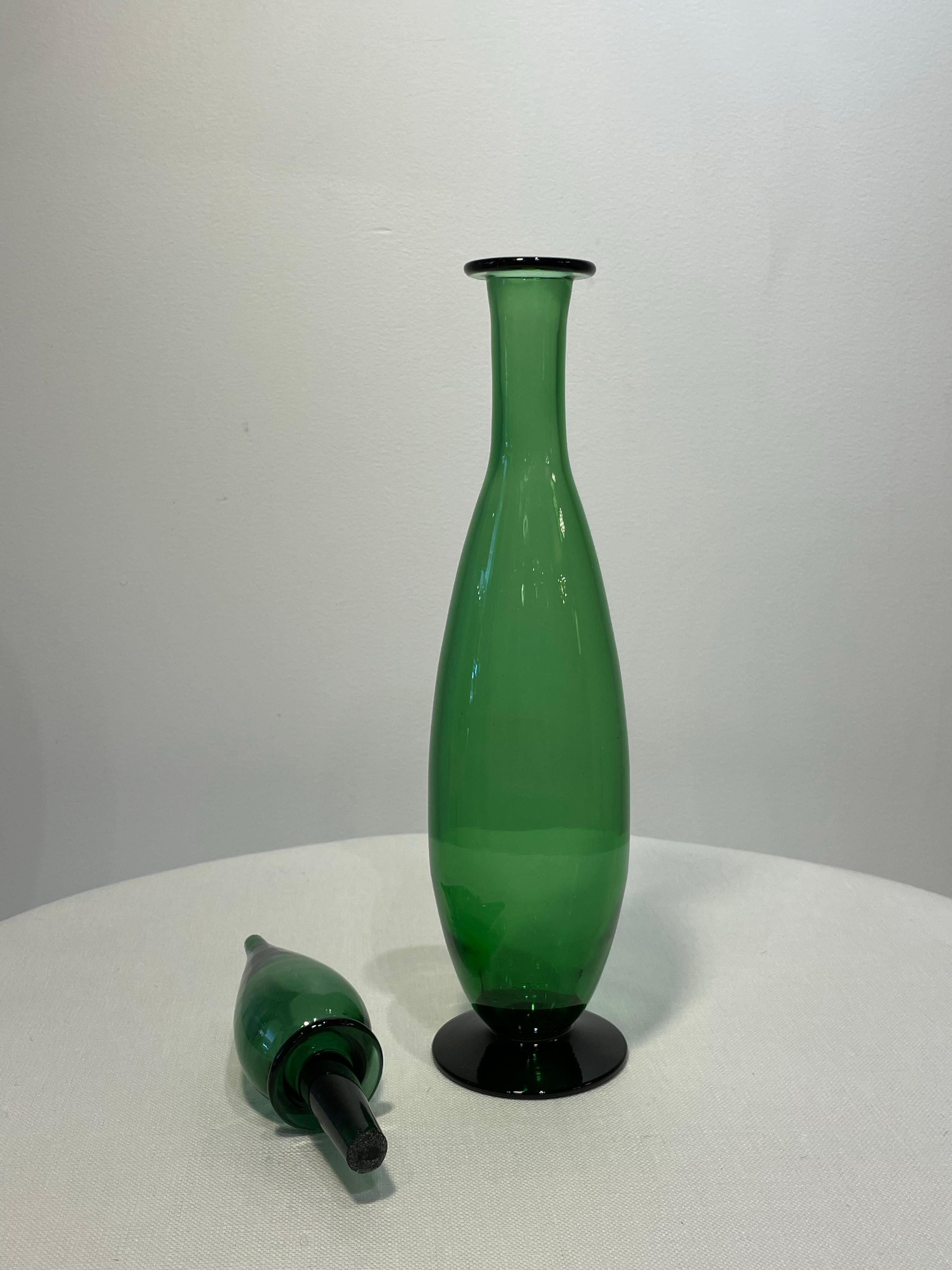 Green Murano Glass Decanter For Sale at 1stDibs