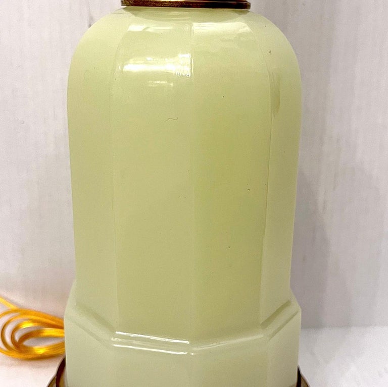 Green Opaline Glass Table Lamp For Sale at 1stDibs