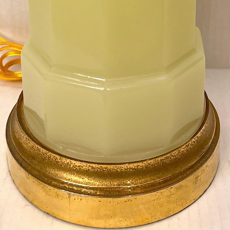 Green Opaline Glass Table Lamp For Sale at 1stDibs