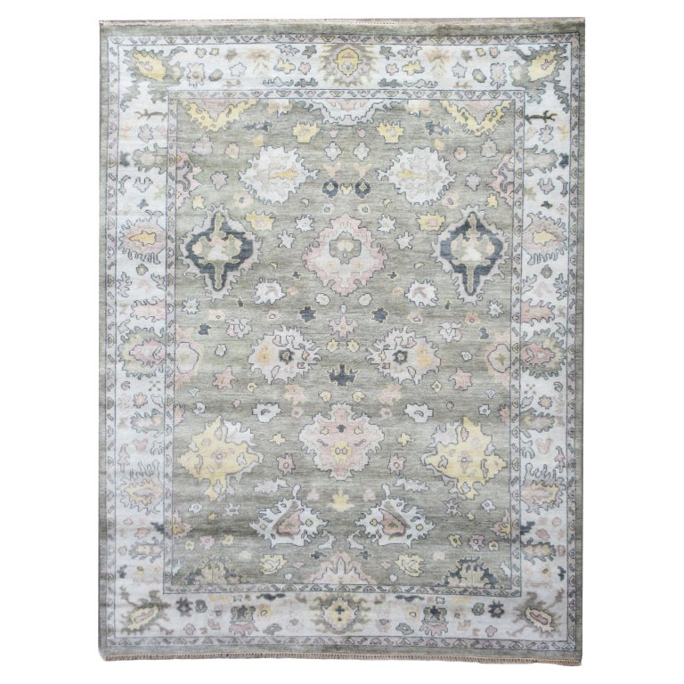 Green Oushak Area Rug For Sale at 1stDibs