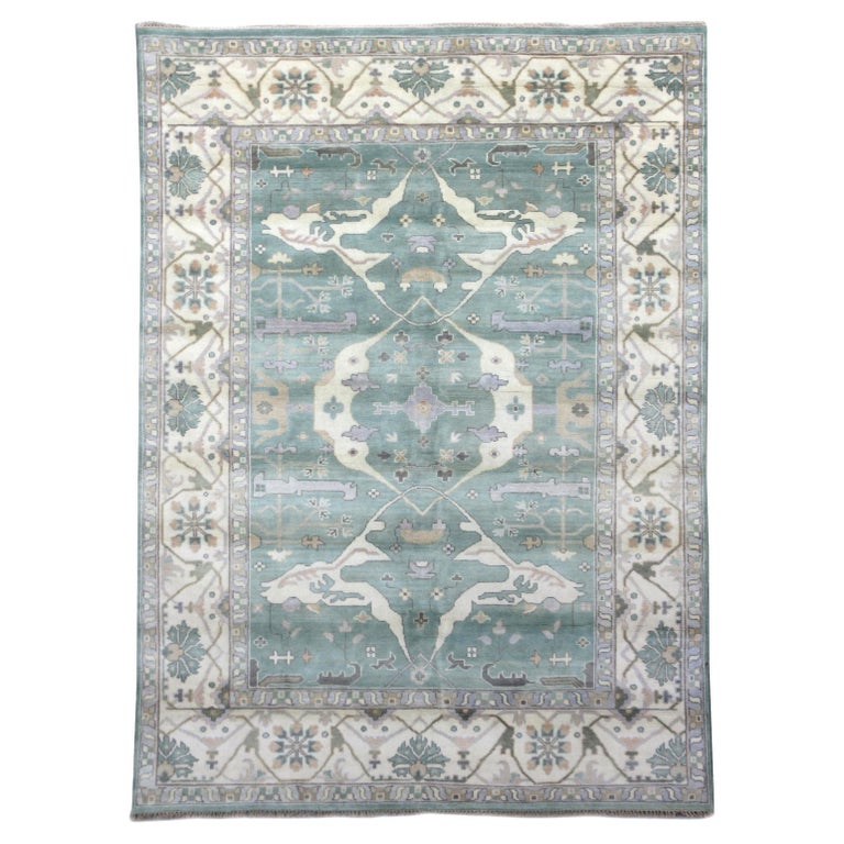 Green Oushak Area Rug For Sale at 1stDibs