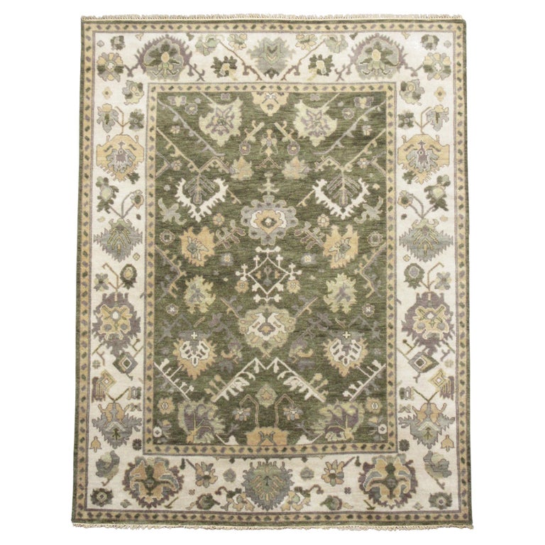 Green Oushak Area Rug For Sale at 1stDibs