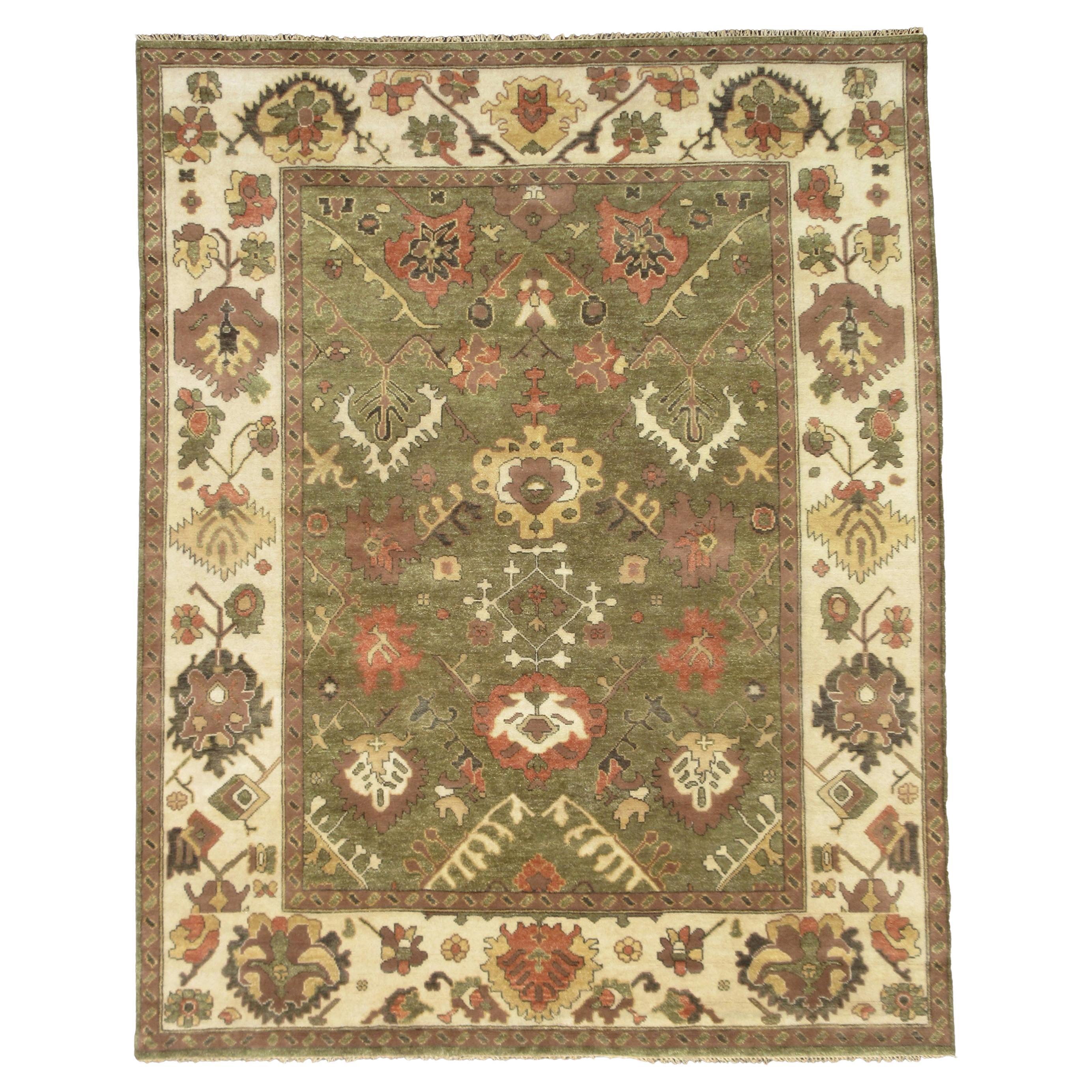 Green Oushak Area Rug For Sale at 1stDibs