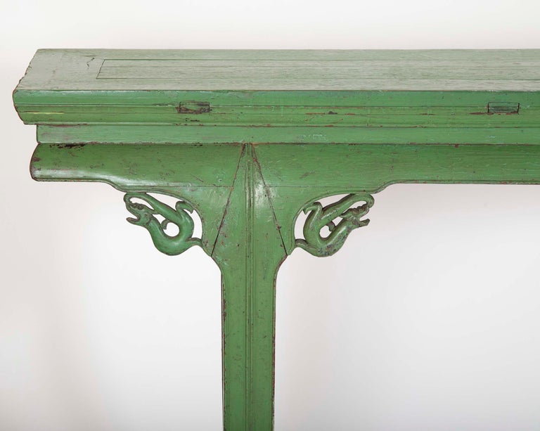 Green Painted Chinese Console Table, Large Scale at 1stDibs
