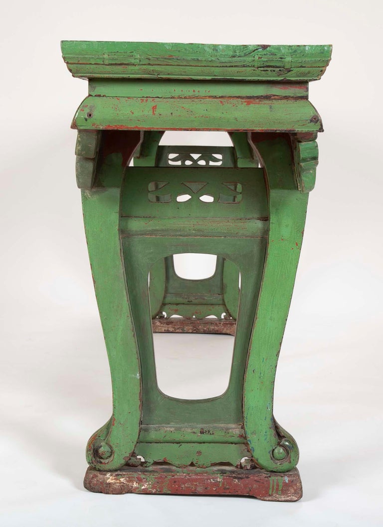 Green Painted Chinese Console Table, Large Scale at 1stDibs