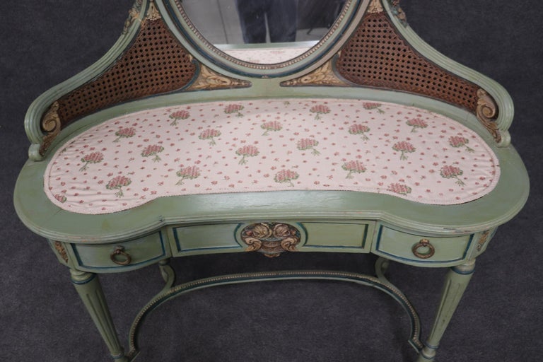 Green Painted French Louis XVI Style 1920s Era Ladies Vanity and ...