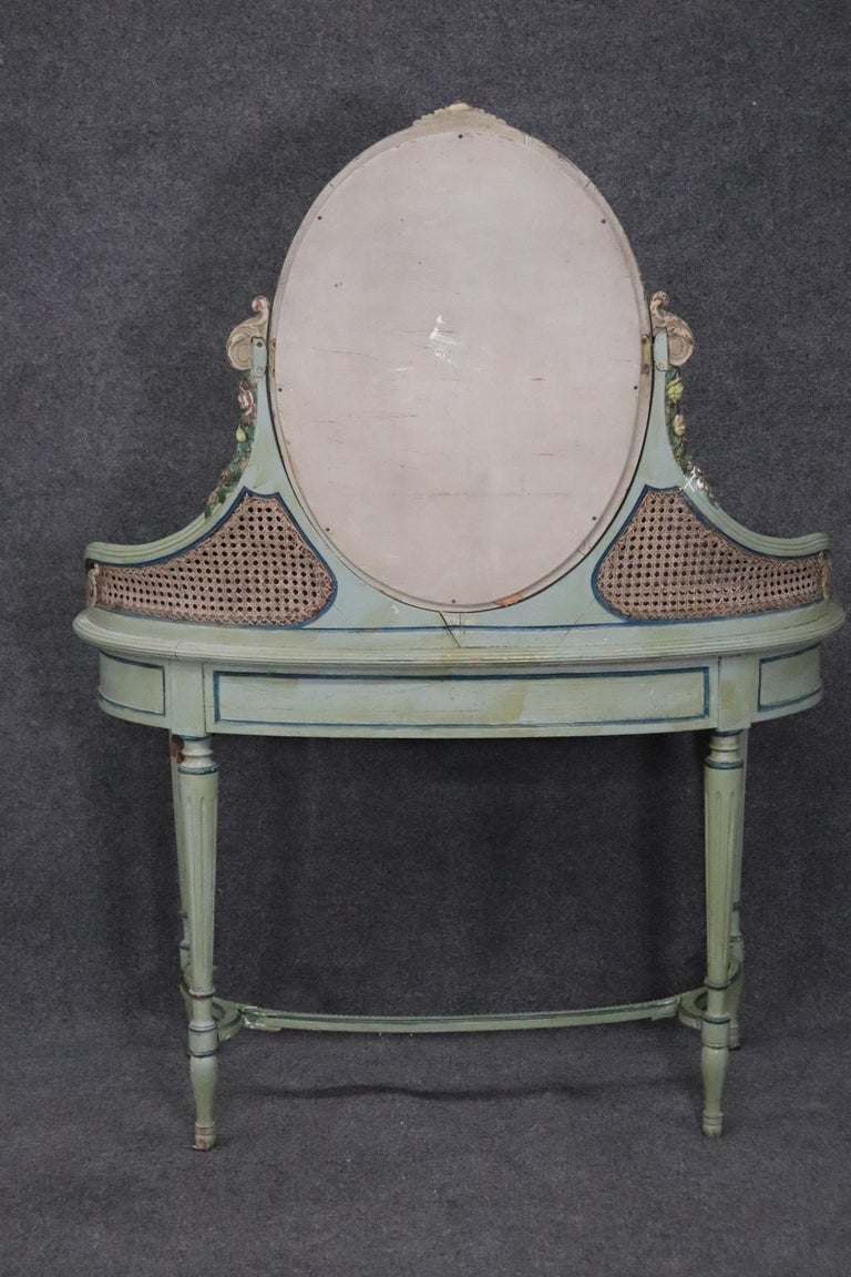Green Painted French Louis XVI Style 1920s Era Ladies Vanity and ...