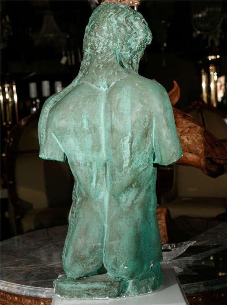 Green Patina Plaster Male Nude For Sale at 1stDibs