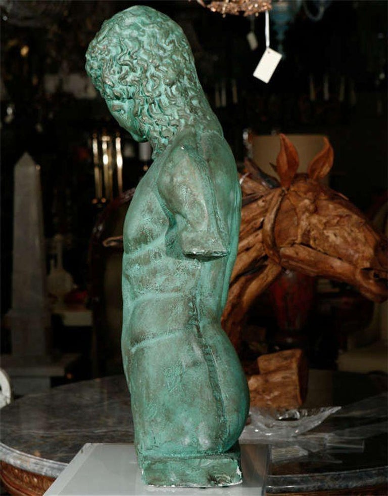 Green Patina Plaster Male Nude For Sale at 1stDibs
