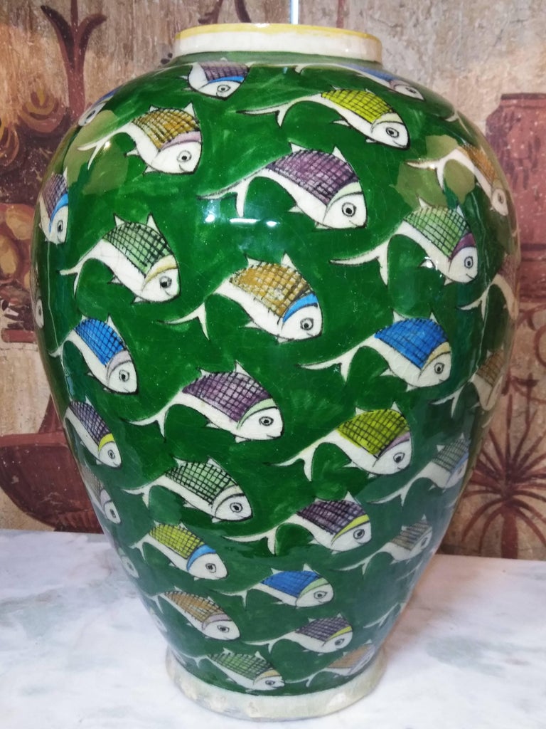Green Persian Ceramic Fish Vase at 1stDibs | pottery fish vase ...