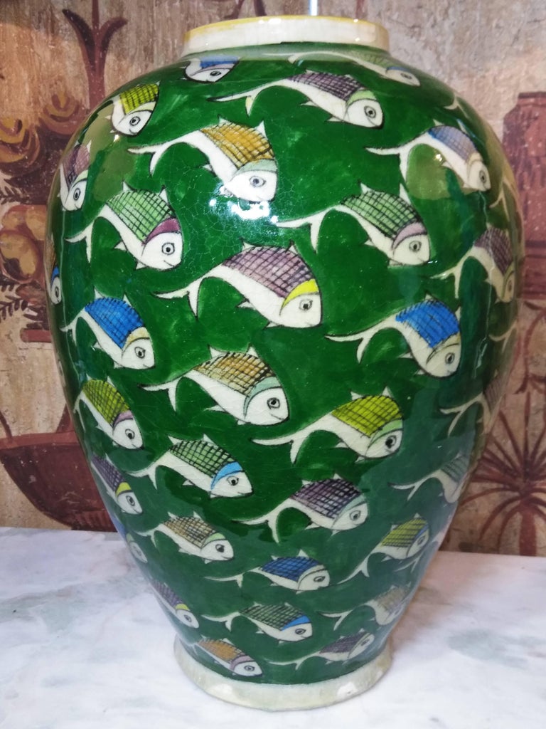 Green Persian Ceramic Fish Vase at 1stDibs | pottery fish vase ...