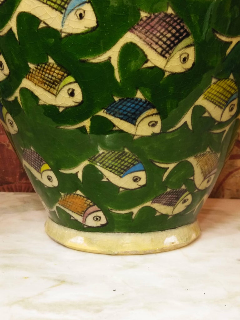Green Persian Ceramic Fish Vase at 1stDibs | pottery fish vase ...