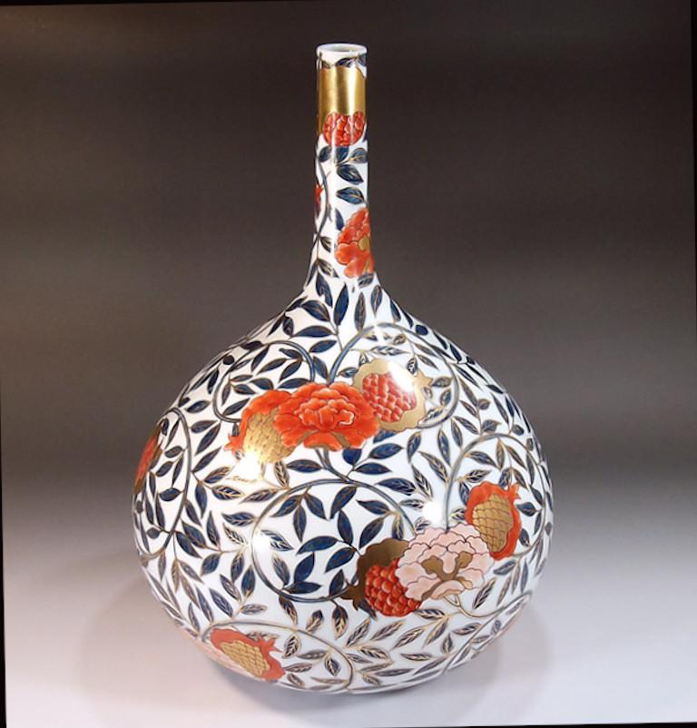 Green Pink Red Gold Porcelain Vase by Contemporary Japanese Master ...