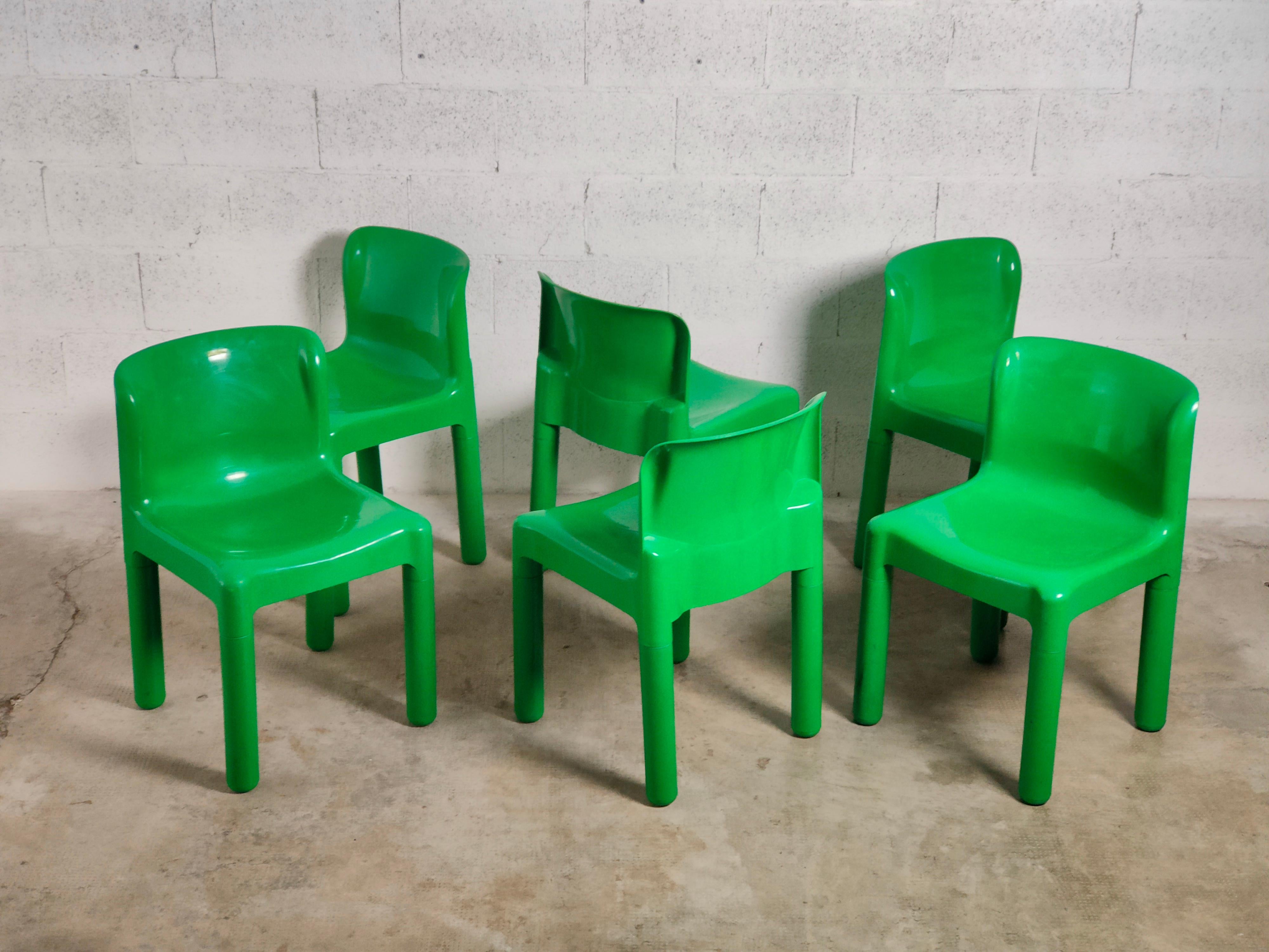 Green Plastic Chairs 4875 by Carlo Bartoli for Kartell 1970s, Set of 6 ...