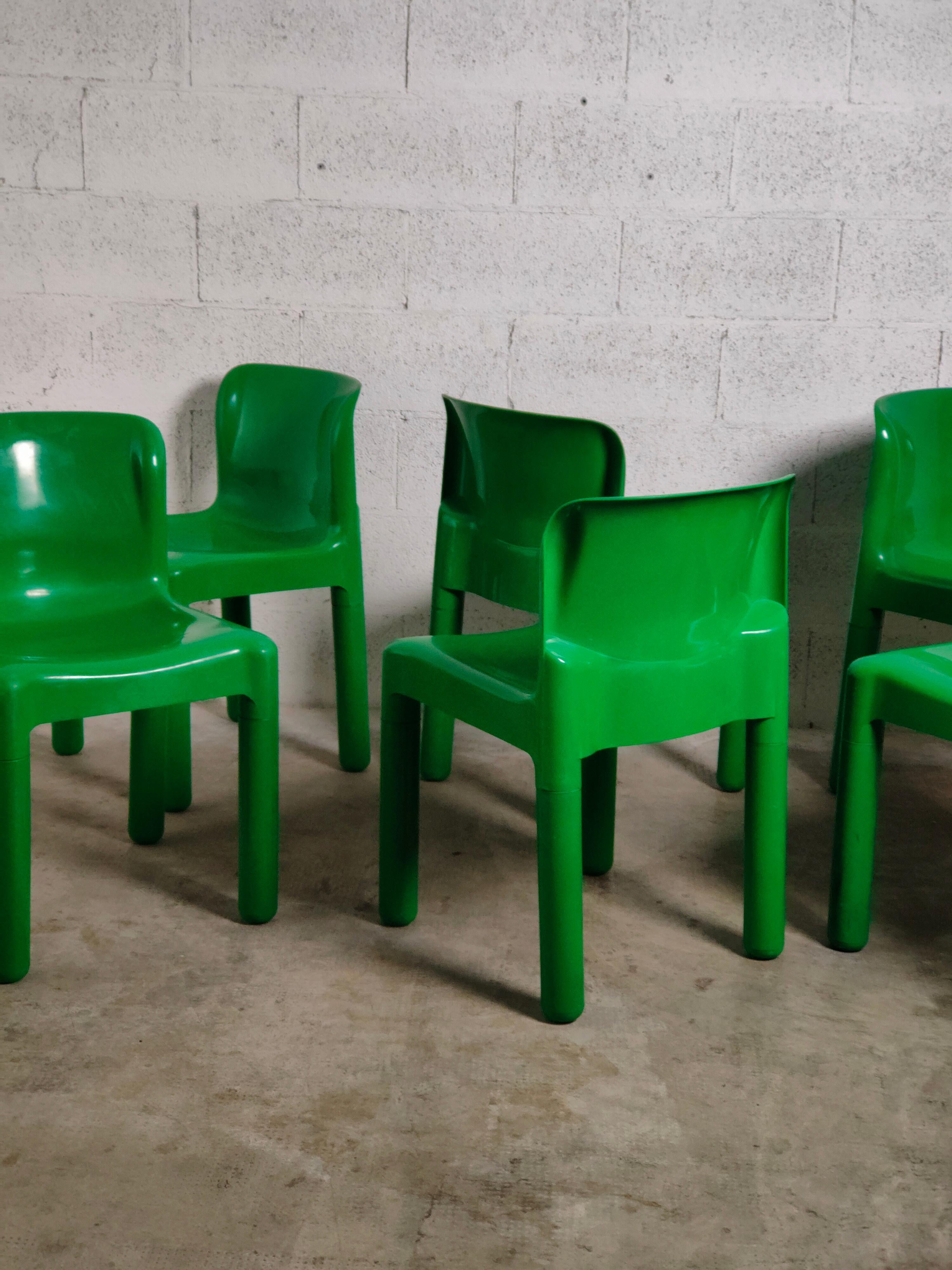 Green Plastic Chairs 4875 by Carlo Bartoli for Kartell 1970s, Set of 6 ...