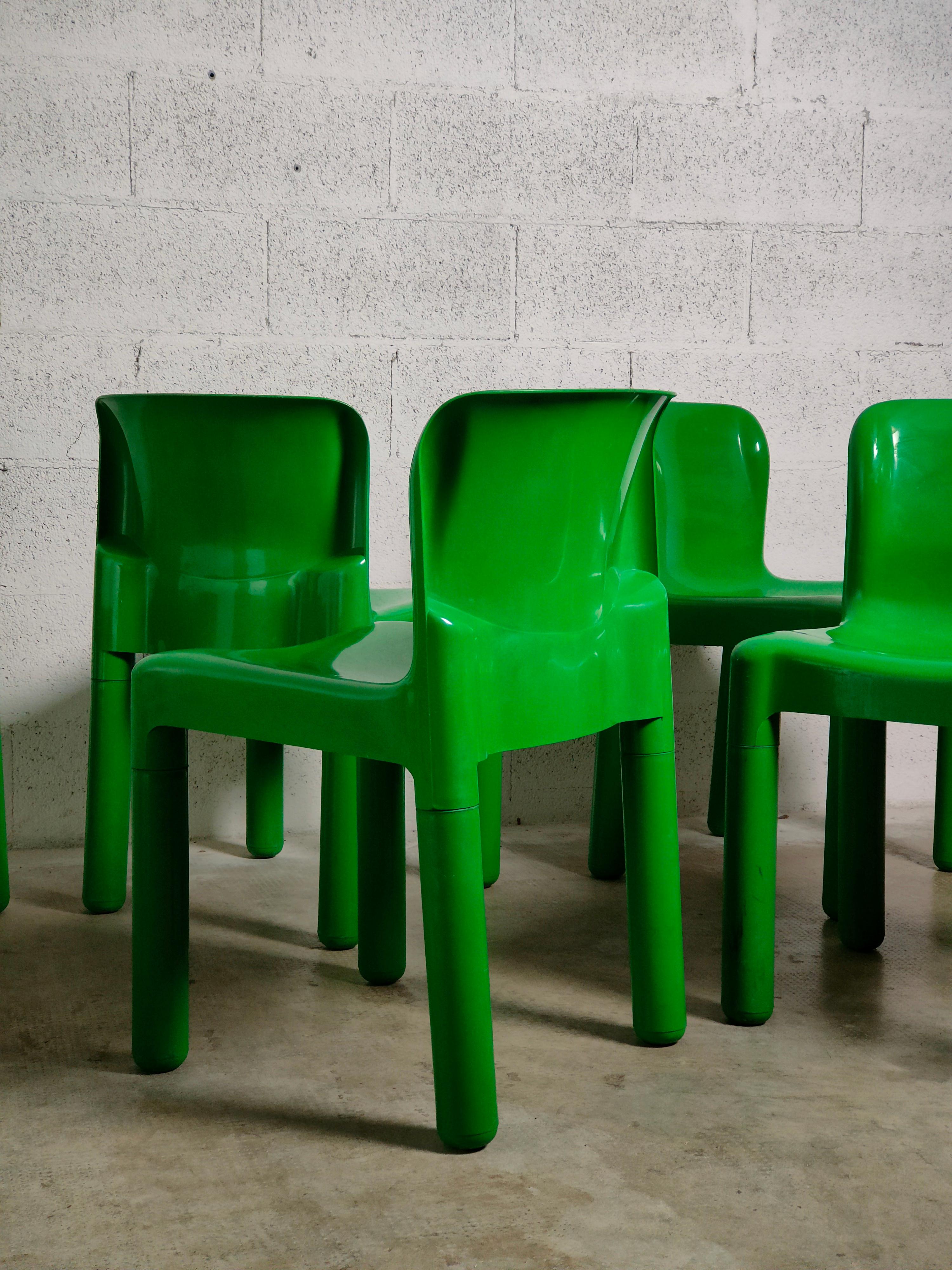 Green Plastic Chairs 4875 by Carlo Bartoli for Kartell 1970s, Set of 6 ...