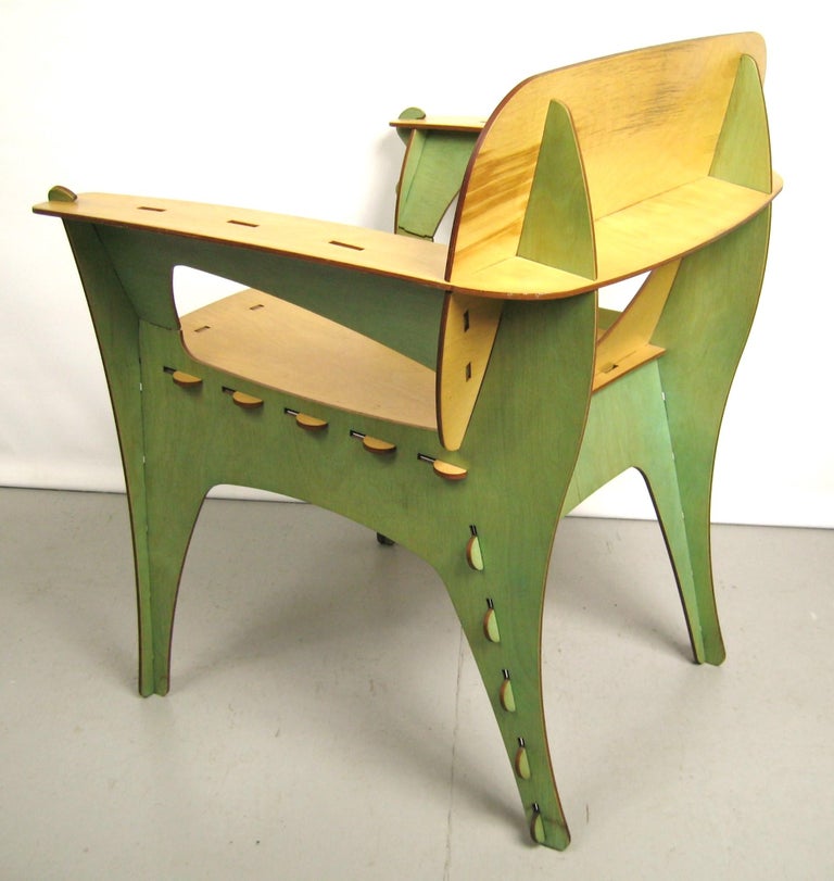 Green Puzzle Chair by David Kawecki San Francisco Bend Plywood For Sale ...