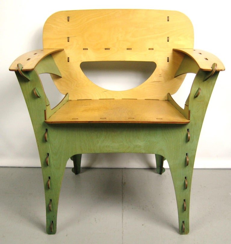Green Puzzle Chair by David Kawecki San Francisco Bend Plywood For Sale ...