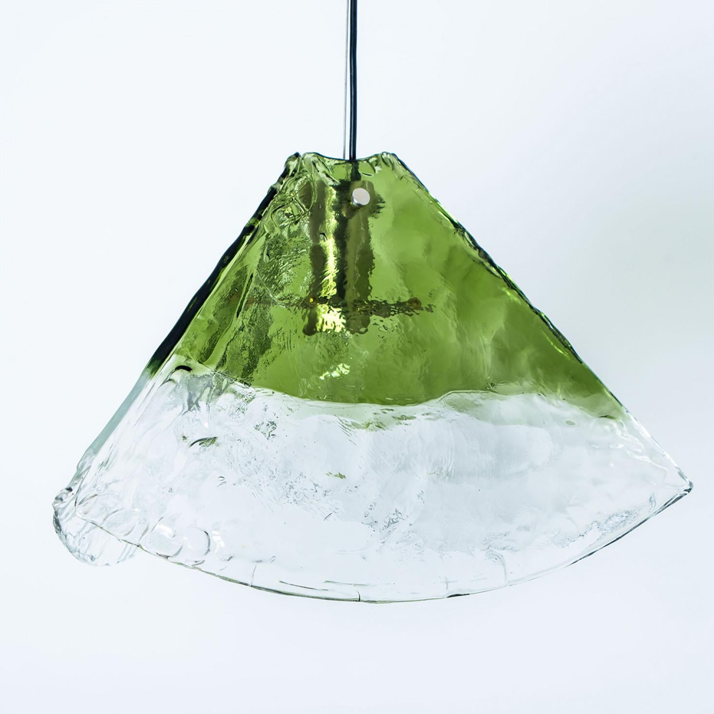 Green Pyramid Pendant Light by Carlo Nason, 1960 For Sale at 1stDibs