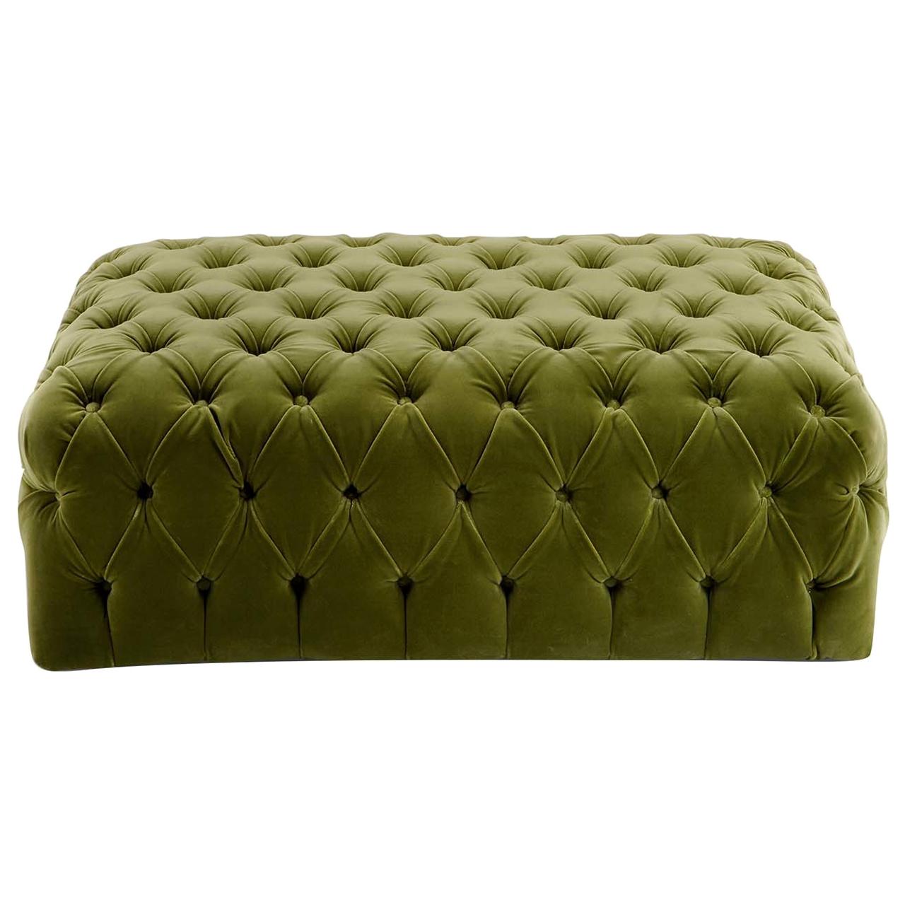 Green Rectangular Capitonnè Pouf For Sale at 1stDibs