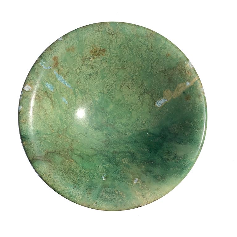 Round Green Jade Look Serpentine Stone Pedestal Bowl or Platter Italy ...