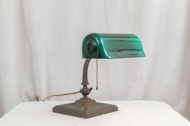 Green Shade Banker's Desk Lamp by Verdelite, ca. 1918 at 1stDibs