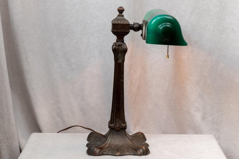 Green Shade Banker's Desk Lamp signed ''Verdelite", circa 1917 at 1stDibs
