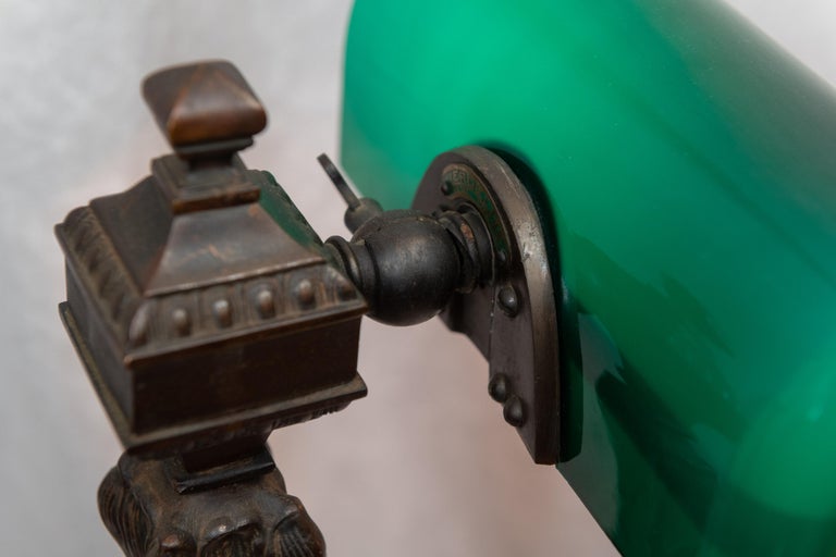 Green Shade Banker's Desk Lamp signed ''Verdelite", circa 1917 at 1stDibs