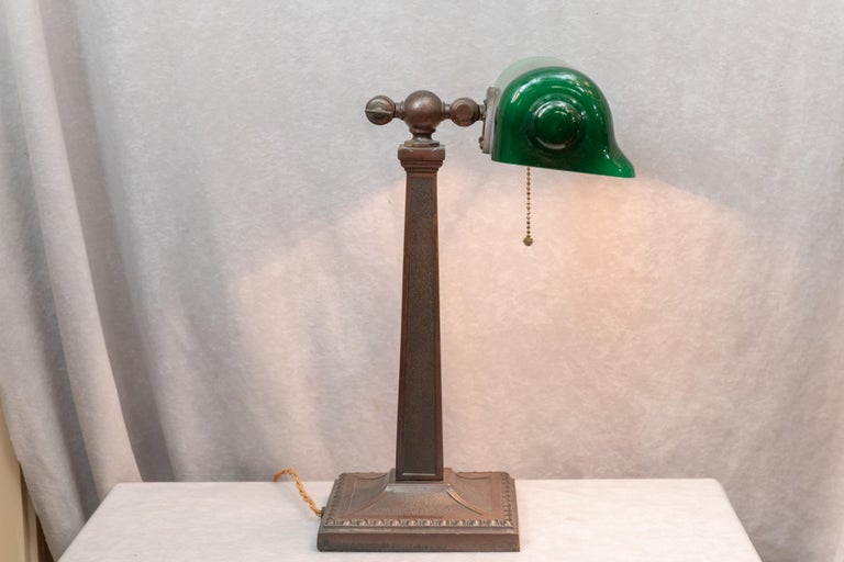 Green Shade Banker's Lamp Signed Verdelite at 1stDibs | verdelite lamp