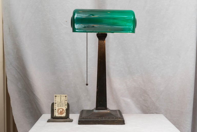 Green Shaded Banker's Lamp, Signed Verdelite, circa 1917 at 1stDibs ...