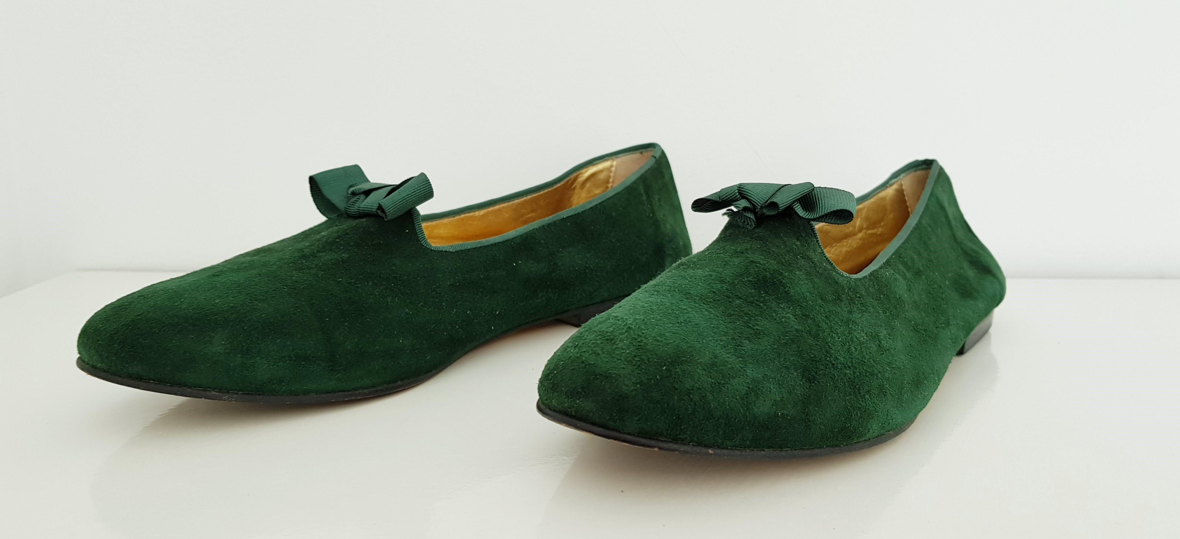 Green Suede Laced Flat Ballerines Ines de la Fressange - Size 40 (EU ...