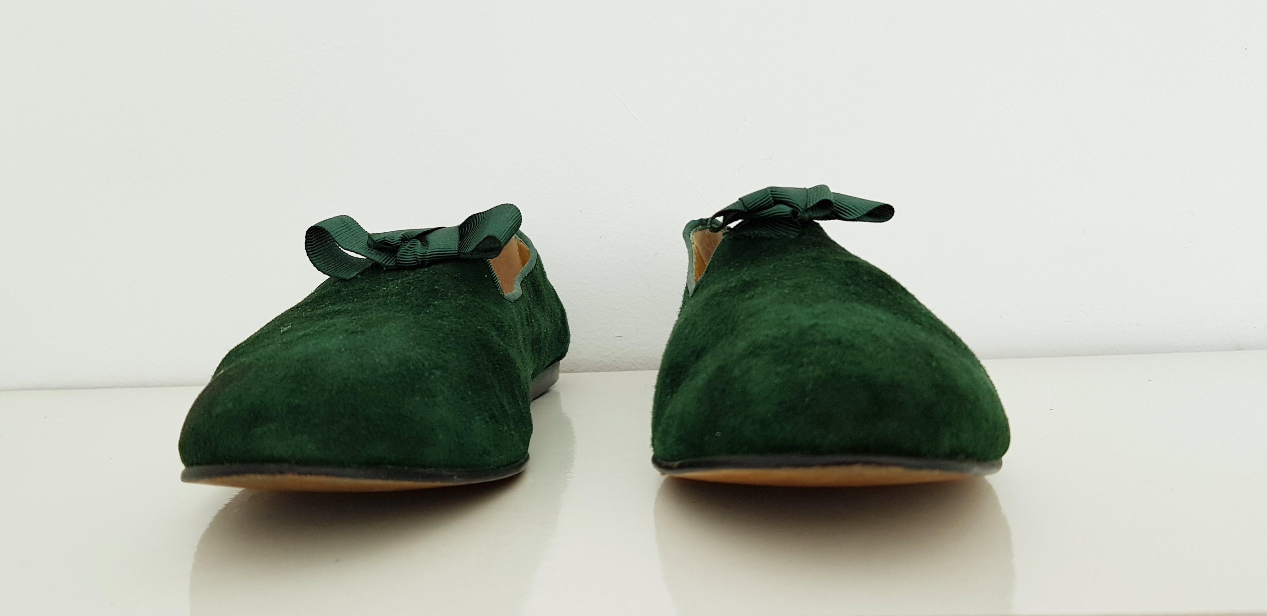 Green Suede Laced Flat Ballerines Ines de la Fressange - Size 40 (EU ...