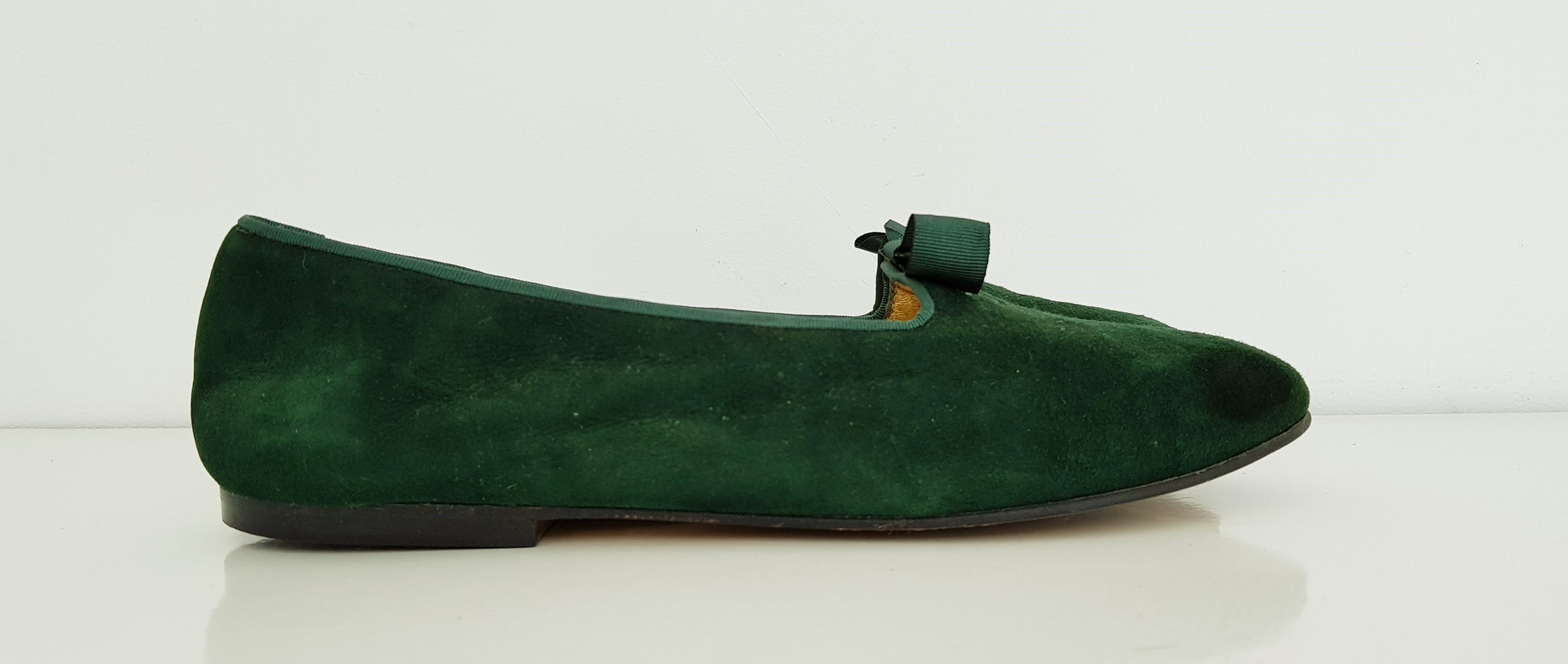 Green Suede Laced Flat Ballerines Ines de la Fressange - Size 40 (EU ...