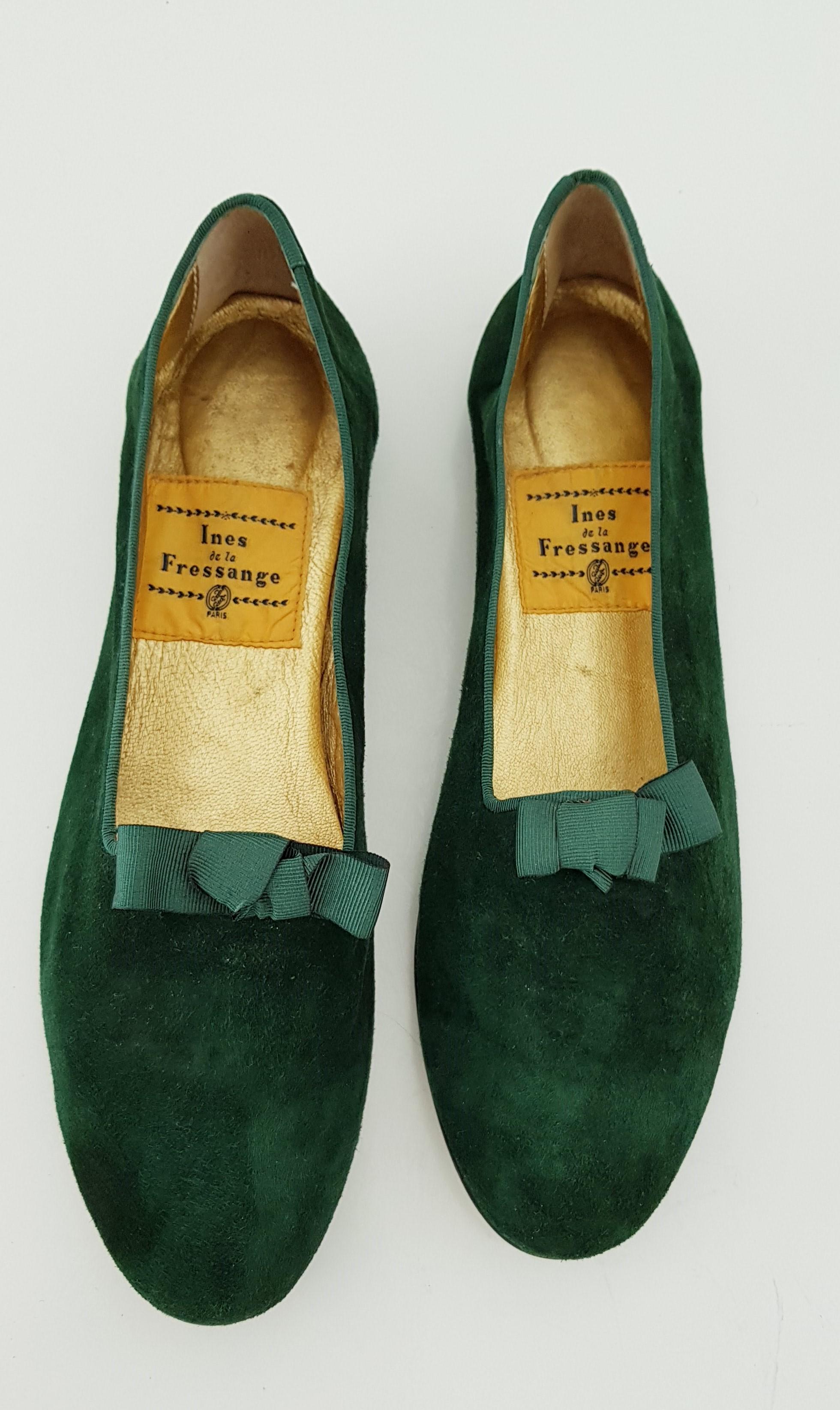 Green Suede Laced Flat Ballerines Ines de la Fressange - Size 40 (EU ...