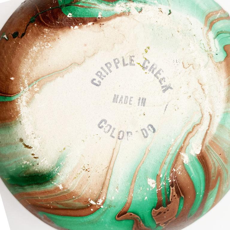 Green Swirl Ceramic Touring Pottery Folk Art Pot in Green and Brown For ...