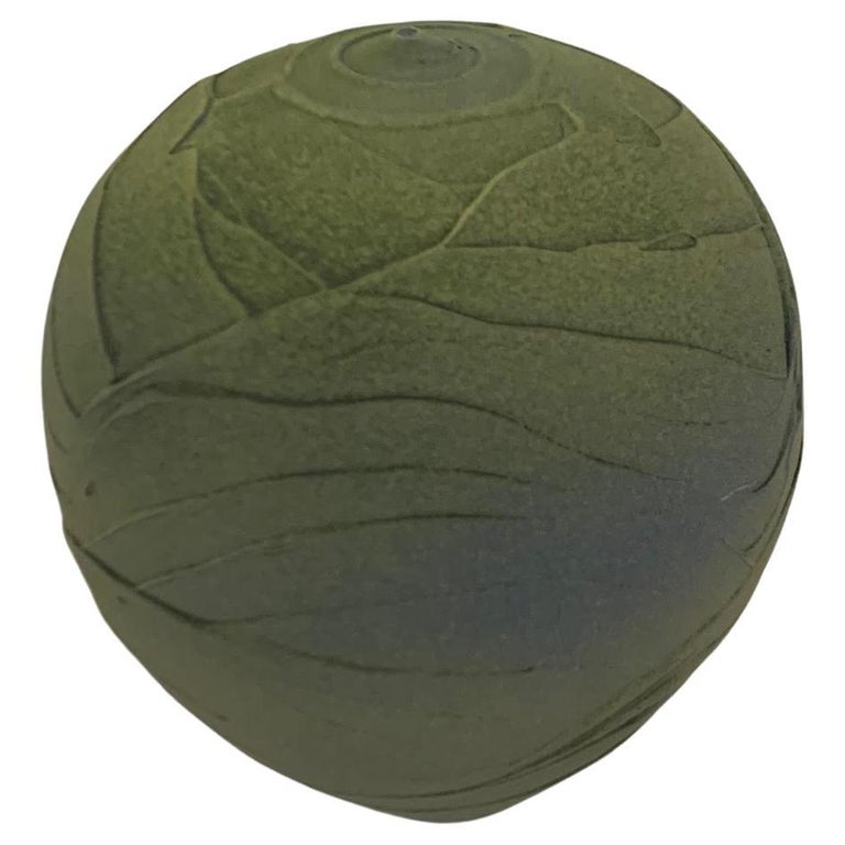 Green Textured Hand Made Earthenware Vase, Contemporary, USA For Sale ...