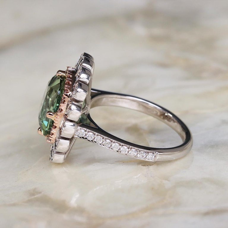 Green Tourmaline Pink Diamond Entourage Cocktail Ring For Sale at 1stDibs